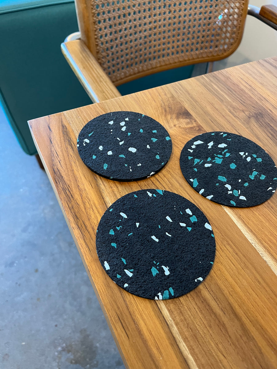 Black Speckled Recycled Rubber Coasters by Tortuga – Retro Modern ...
